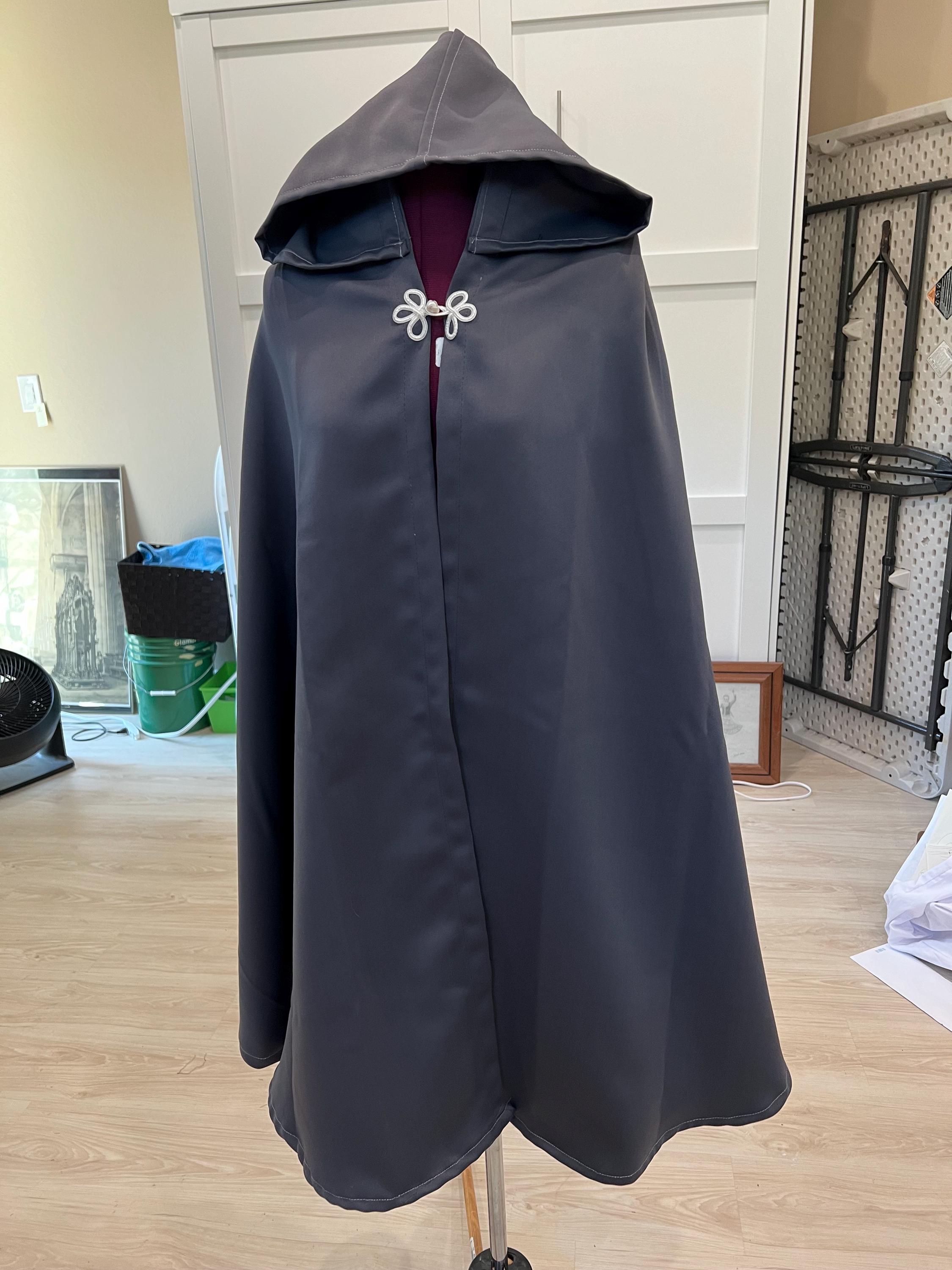 Grey Hooded Cape With White Frog Closure 36 Long - Etsy