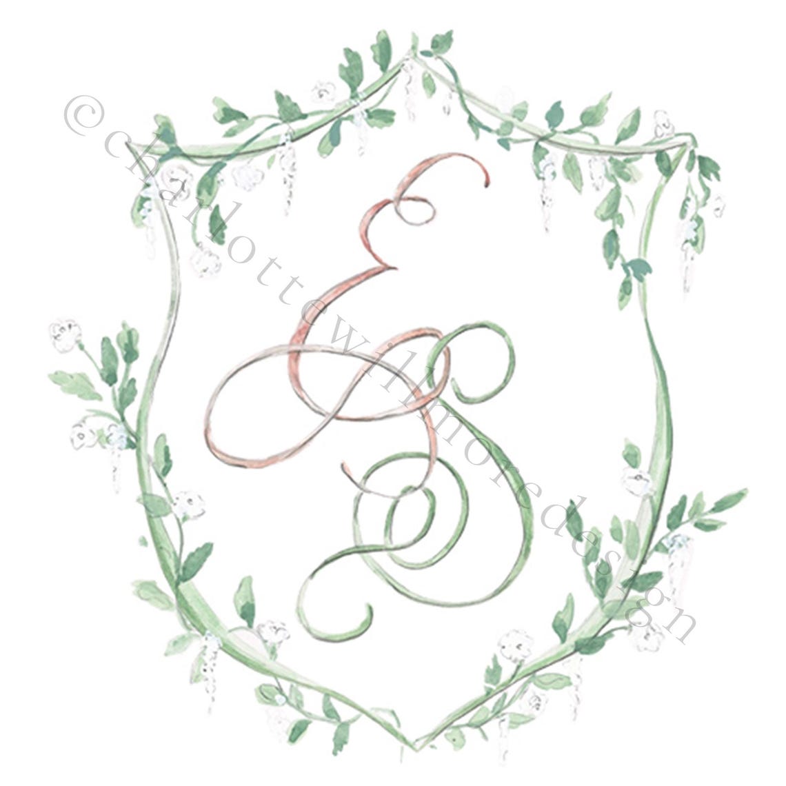 Crest Monogram Bespoke Hand-painted Design - for Wedding Stationery ...