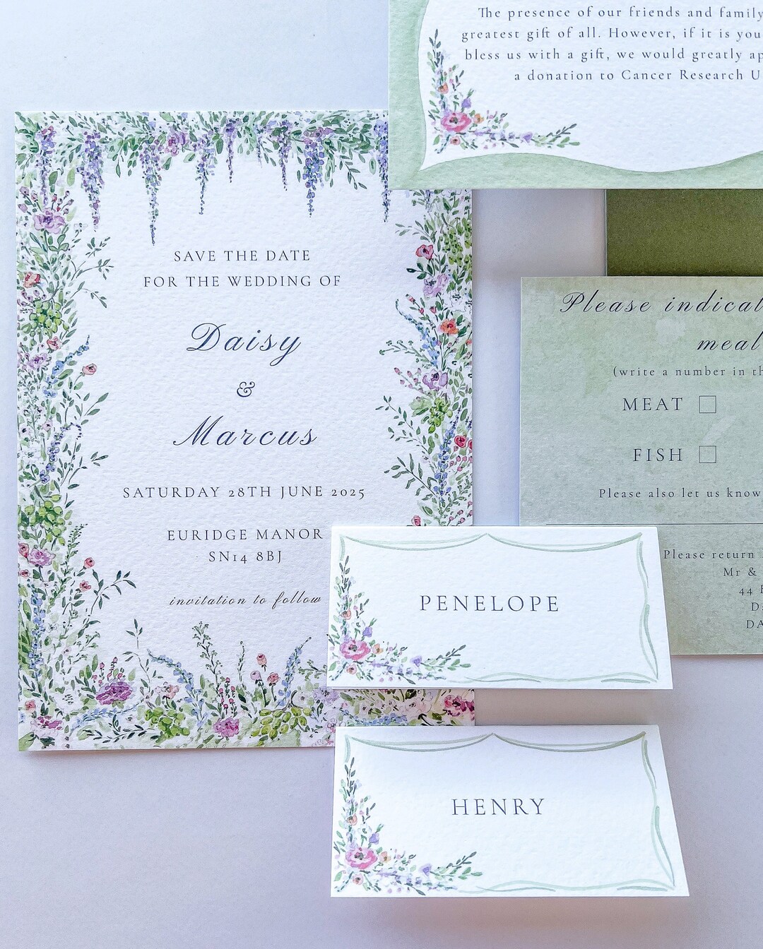 Name Cards - Bridgerton Inspired Luxury Wedding Stationery *minimum ...