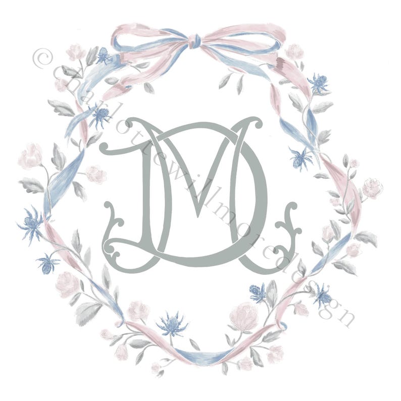 Crest Monogram Bespoke Hand-painted Design - for Wedding Stationery ...