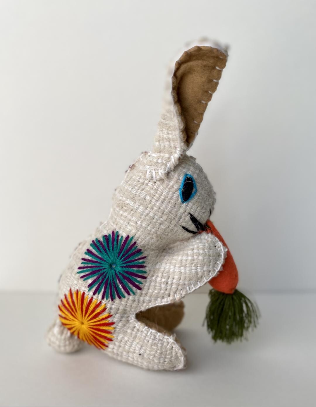 Handmade Embroidered Wool Rabbit Plushie: Chiapas Indigenous Art - Etsy