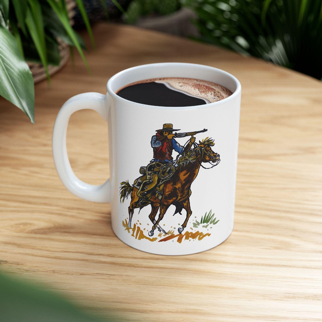 Western Cowboy and Horse Ceramic Mug, 11oz 15oz Cup, Rodeo Lover Gift ...