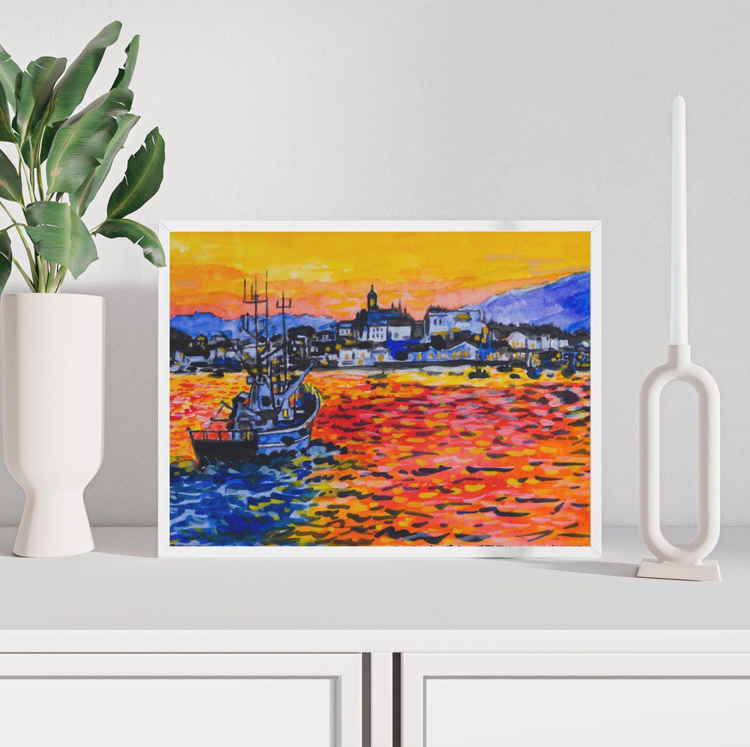 AH Poster Fishing Boat at Sunset/rolled Posters/wall Poster/handmade ...