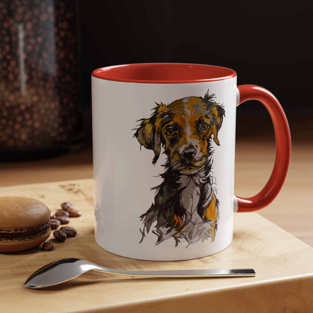 Cute Dog Ceramic Coffe Mug, Accent Tea Cup, Dog Lover Gift, Pet Owner ...