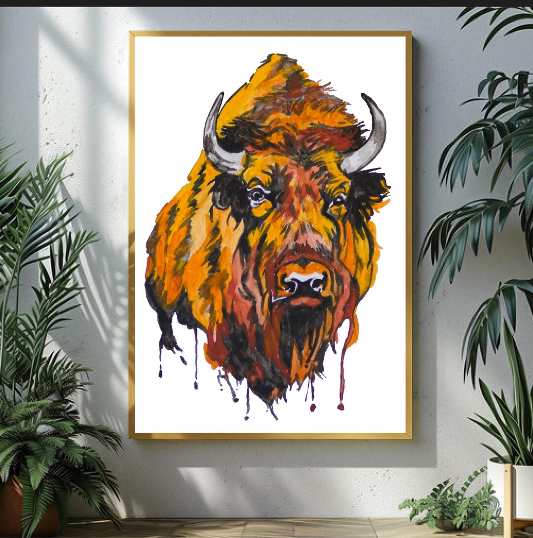 American Buffalo Rolled Posters, Western Wildlife Home Decor, Wall Art ...