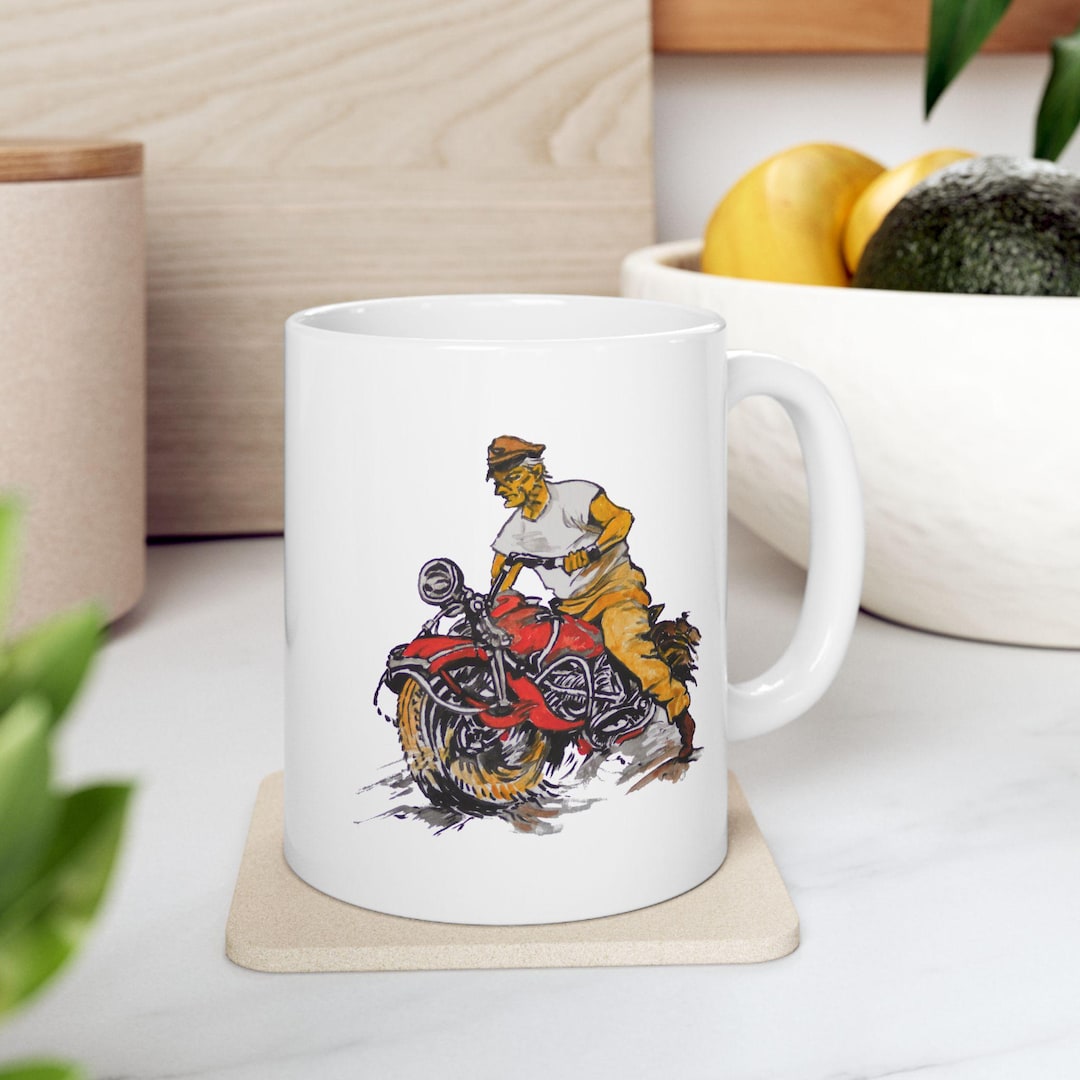 Custom Motorcycle Rider Ceramic Mug, Personalized Motorcycle Coffee Cup ...