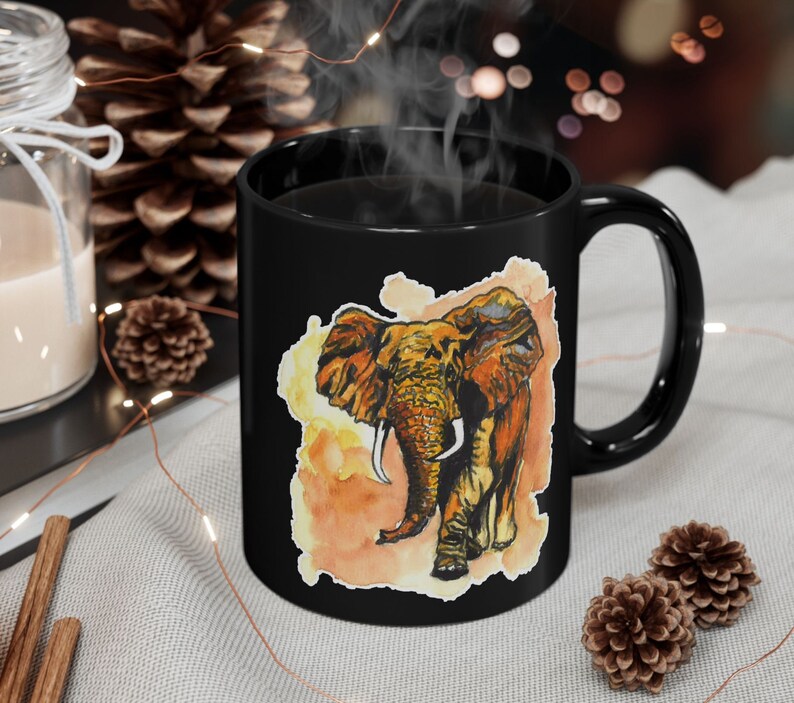AH Black Ceramic Elephant Mug/hand-designed/for Microwave and ...