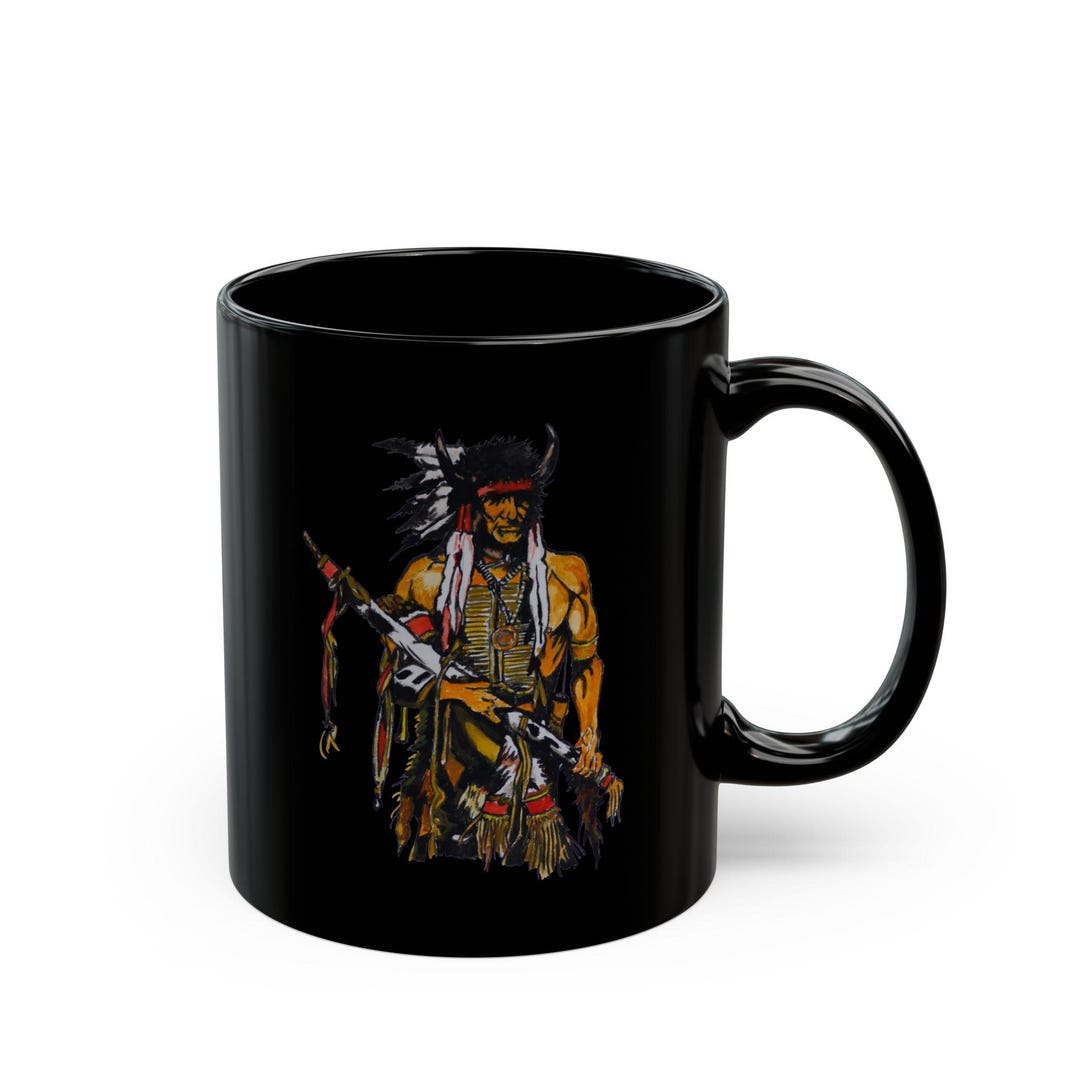 Native American Indian Warrior Mug, Tribal Coffee Cup, Southwest Tea ...
