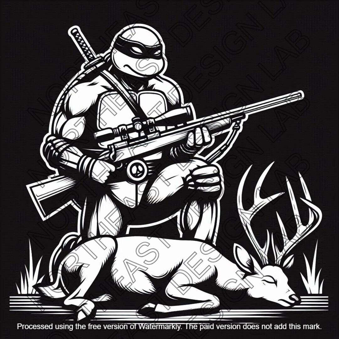 Ninja Turtle Hunting Deer, Clipart Png Ready for Laser Engraving - Etsy