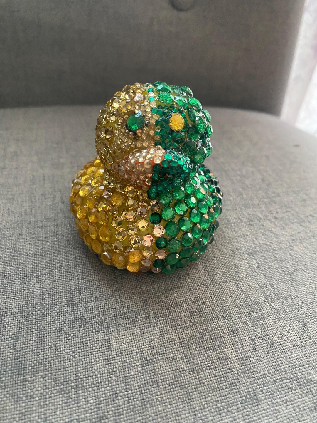 Rhinestone Rubber Duck-green/gold “ND” Bling Duck!-medium - Etsy