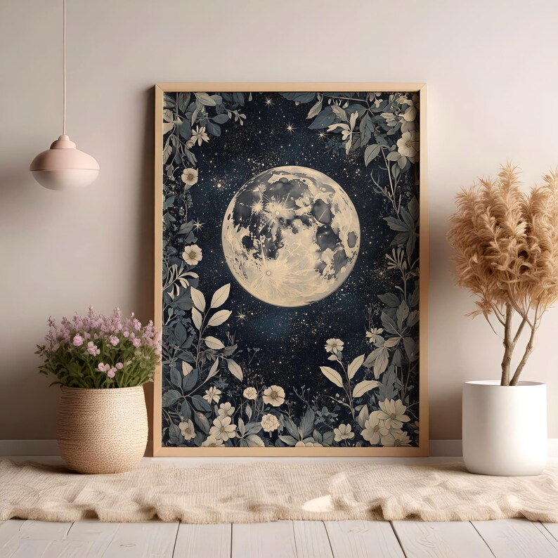 Darkness Enchanting Celestial Stars Wall Art | Gothic Night, Full Moon ...