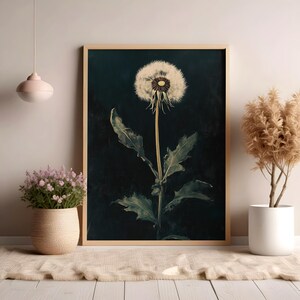 Dandelion of the Dark Academia Wall Art, Goth Dandelion Printable ...