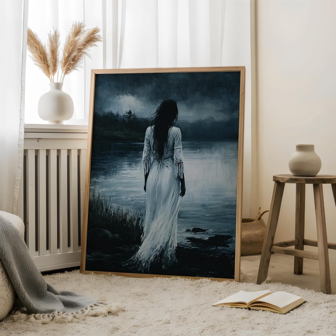 Oil Painting Lady of the Lake Dark Academia Wall Art Sea Goddess Thetis ...
