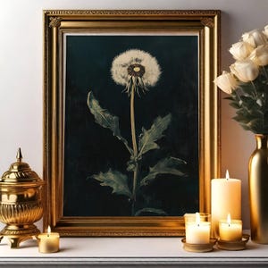 Dandelion of the Dark Academia Wall Art, Goth Dandelion Printable ...