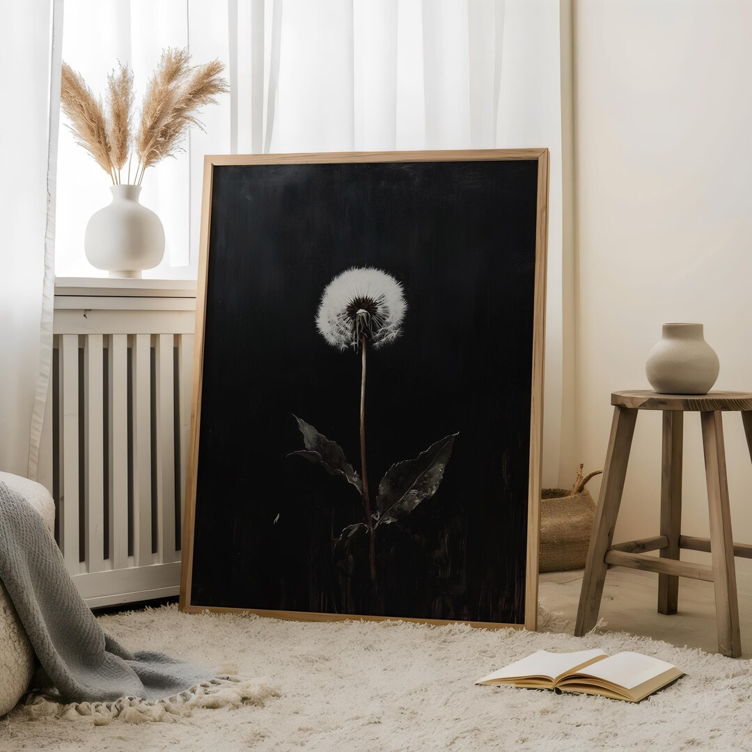 Dandelion of the Dark Academia Wall Art, Goth Dandelion Printable ...