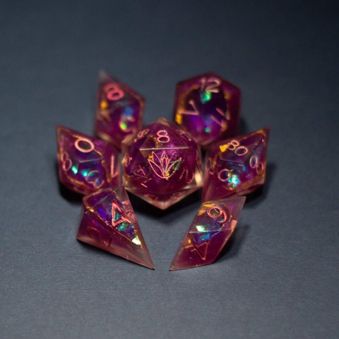 Purple Geode - Handmade Dice, Resin Sharp Edge Dice Set for Dnd, D&D ...