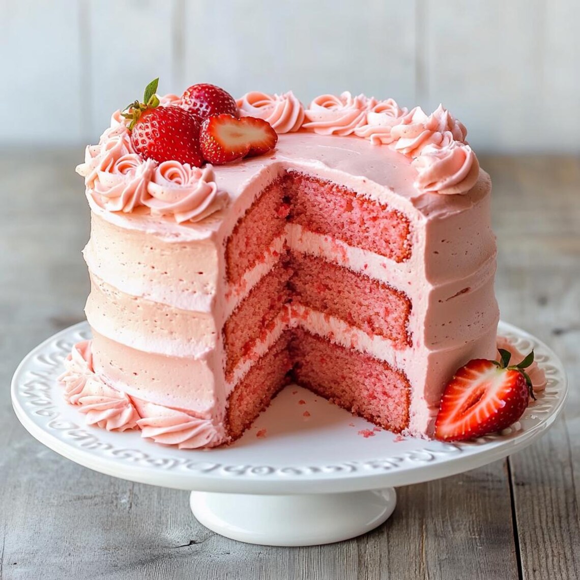 Three-layered Strawberry Cake Recipe | Moist & Fluffy Homemade ...