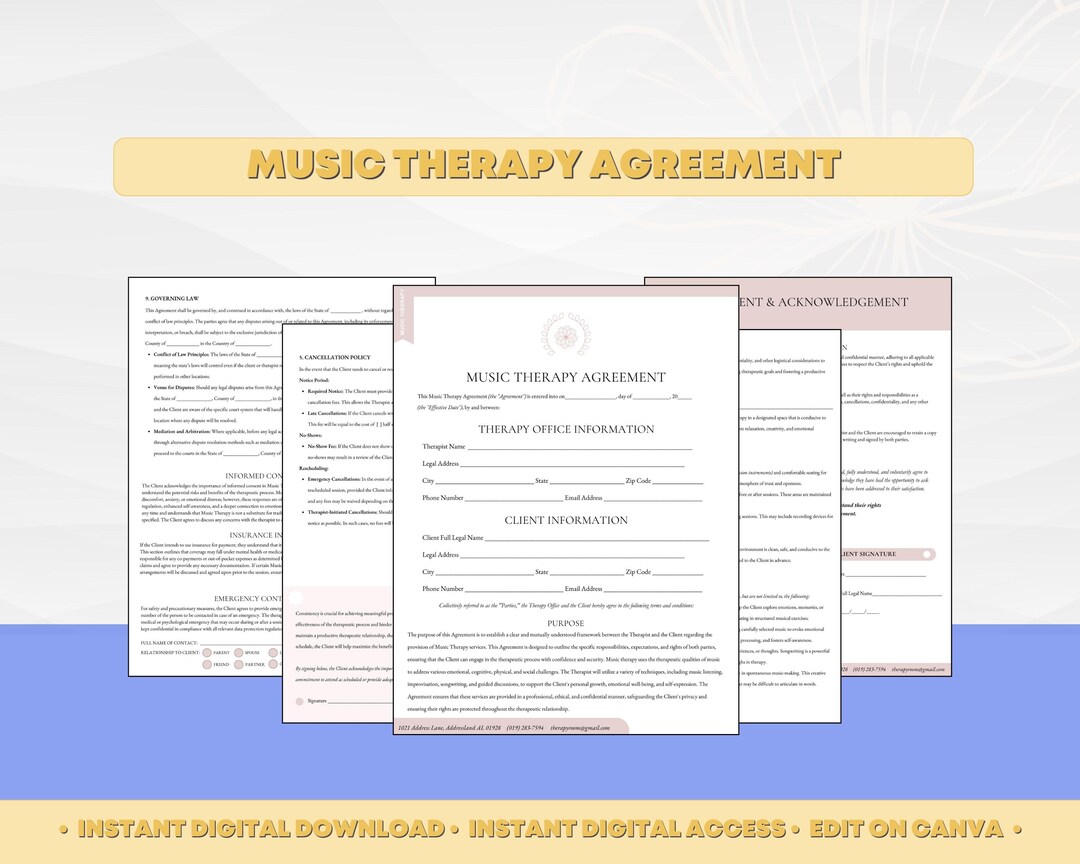 Music Therapy Agreement Contract, Creative Arts Therapy, Sound Therapy ...