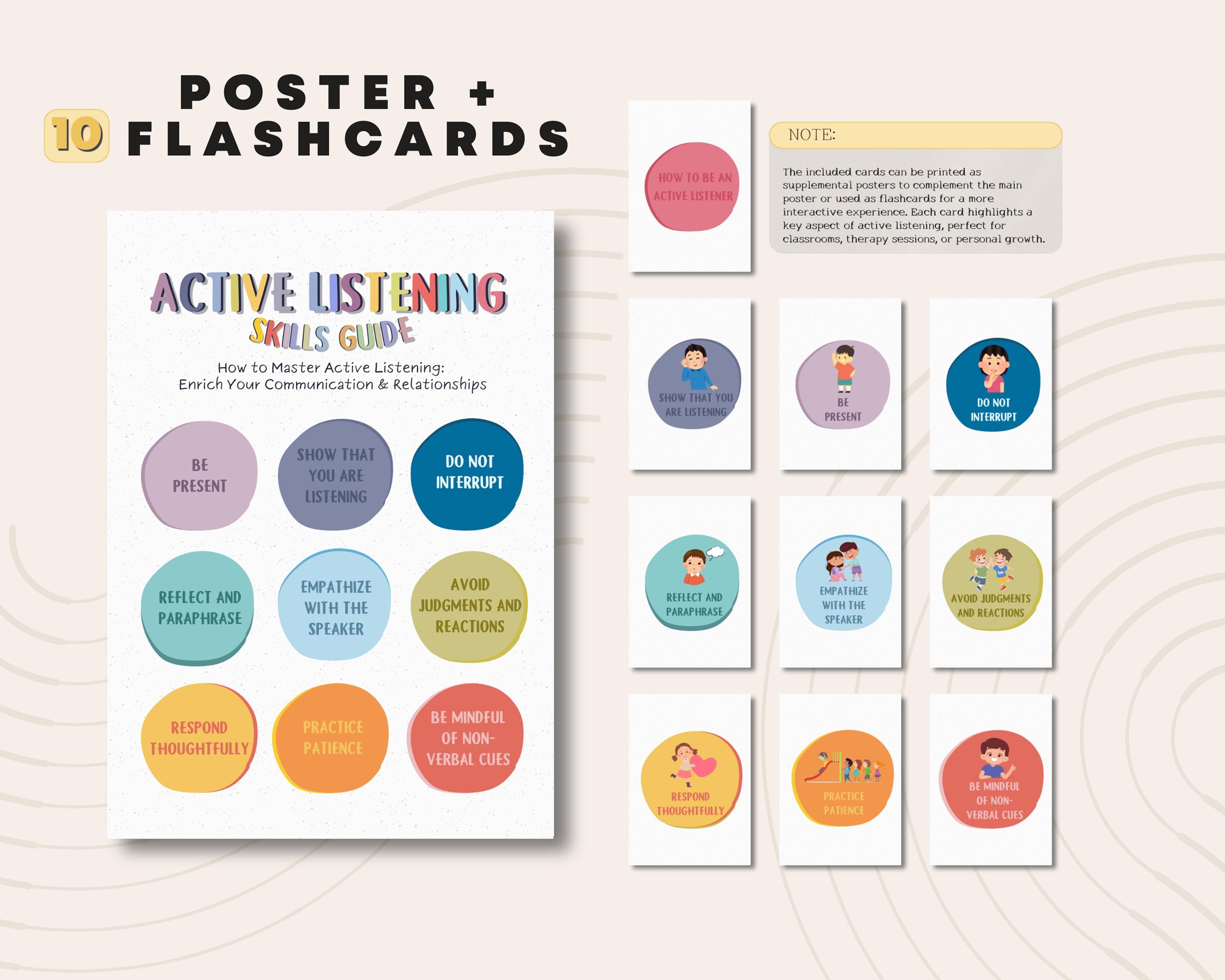 Active Listening Poster and Flashcards, Skills Bundle for Kids & Adults ...