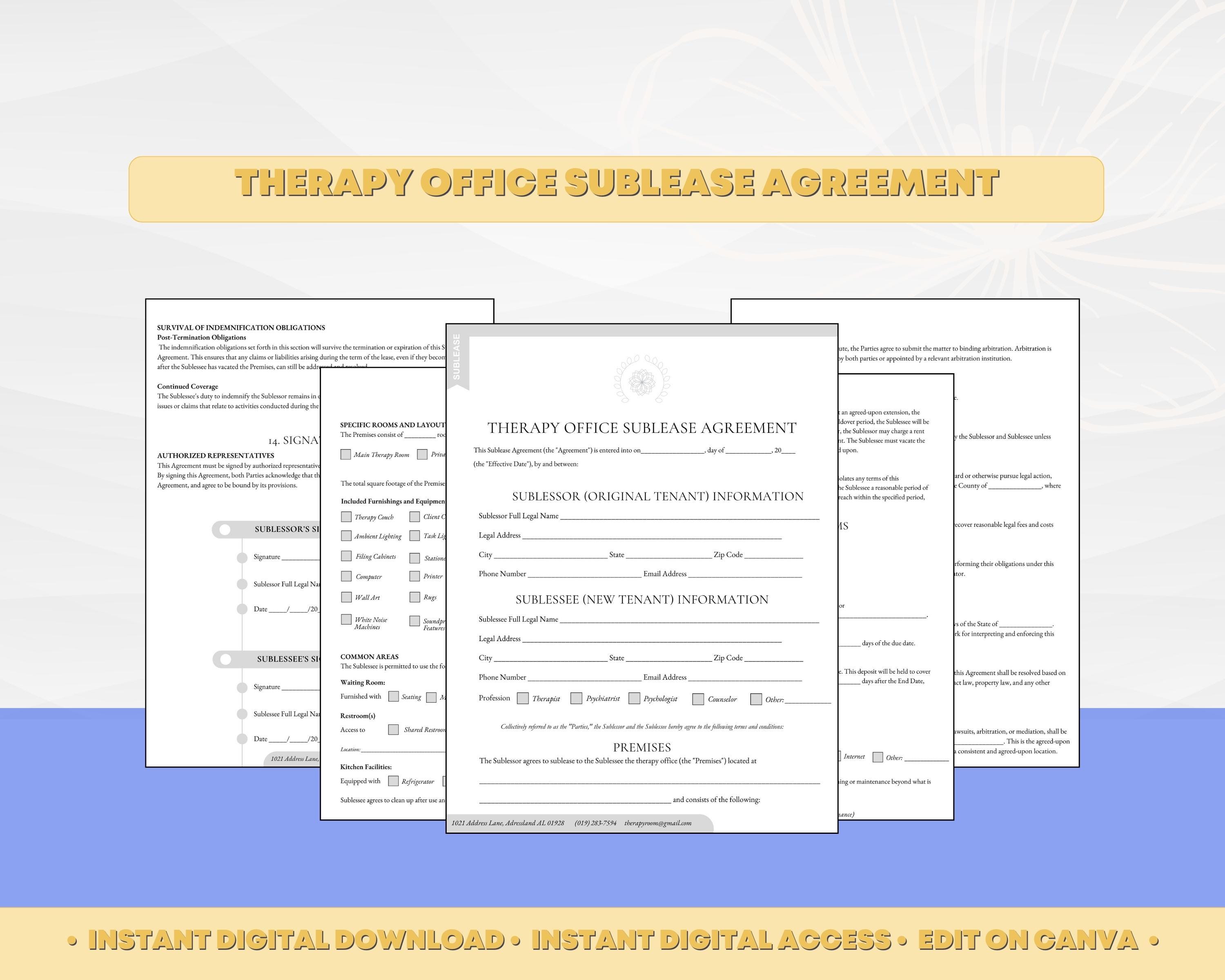 Therapy Office Sublease Agreement, Office Sublease Agreement ...