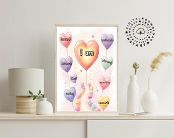 Positive Affirmations for Kids, I Am Enough Poster, Positive Playroom ...