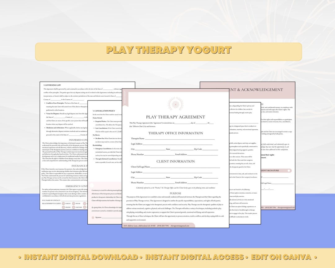 Play Therapy Agreement, Child Therapy Contract, Child Development ...