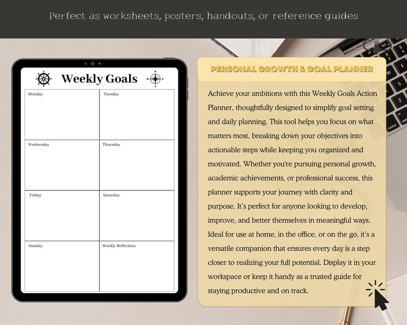 Weekly Goals Action Planner Printable Goal Setting Planner Daily Goal ...
