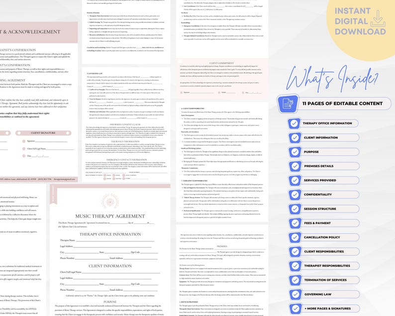Music Therapy Agreement Contract, Creative Arts Therapy, Sound Therapy ...
