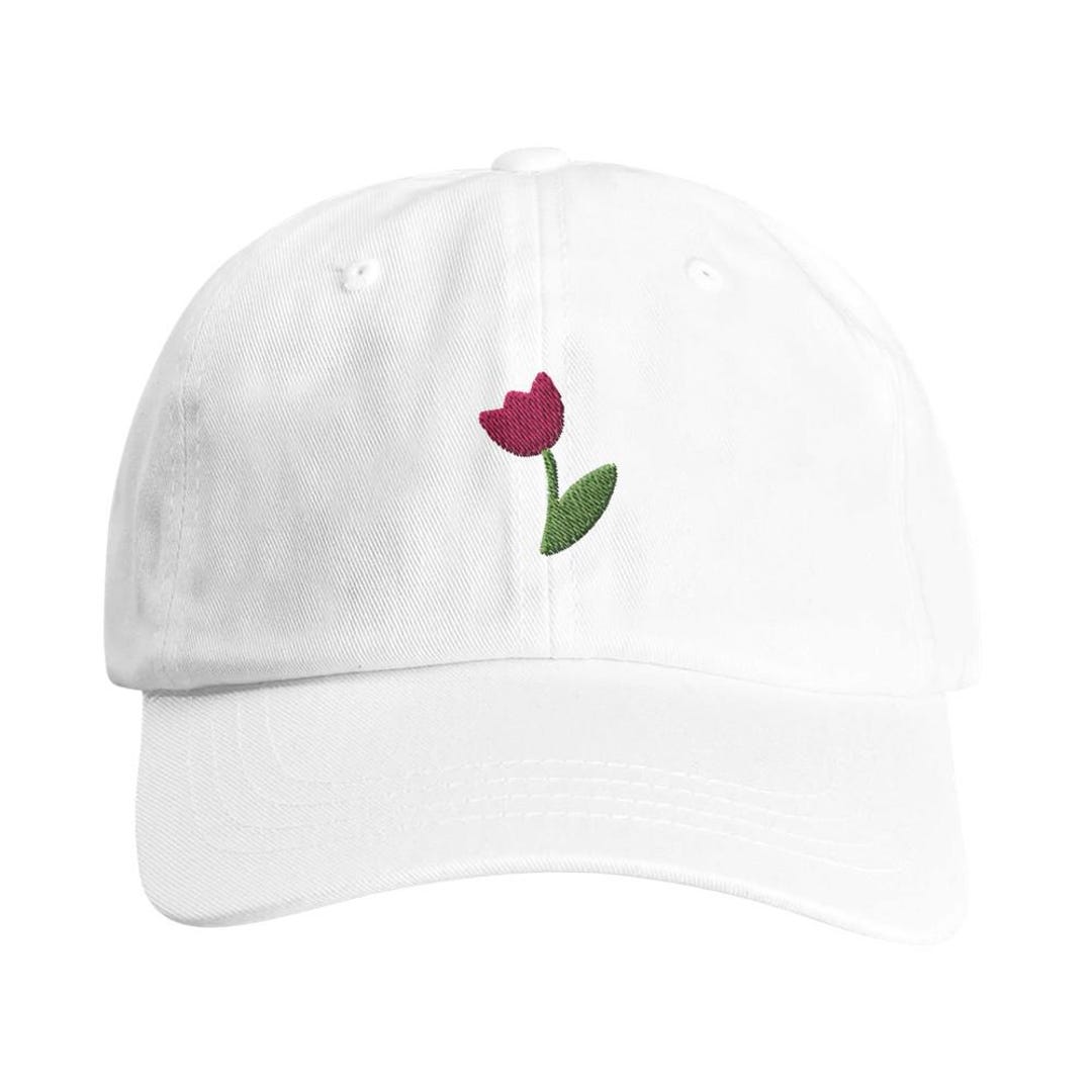 Floral Embroidered Hat, Tulip Baseball Cap Adult Low-profile Cotton ...