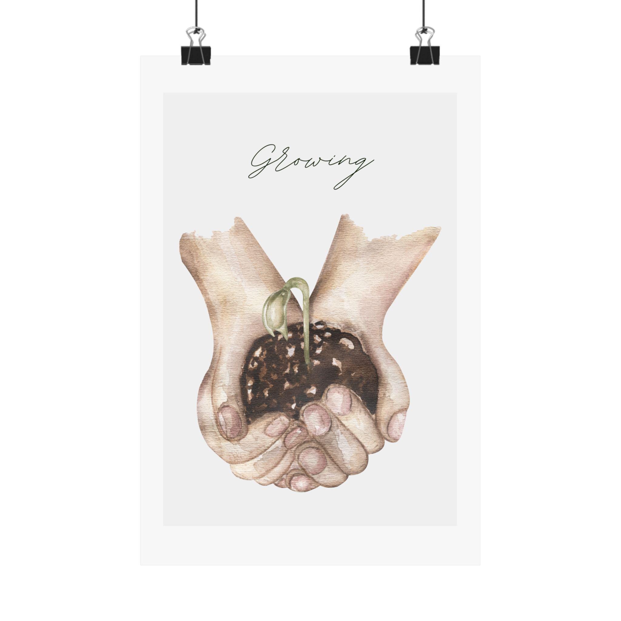 Vertical Poster Print, Plant Growth Hands Matte Wall Art Decor ...