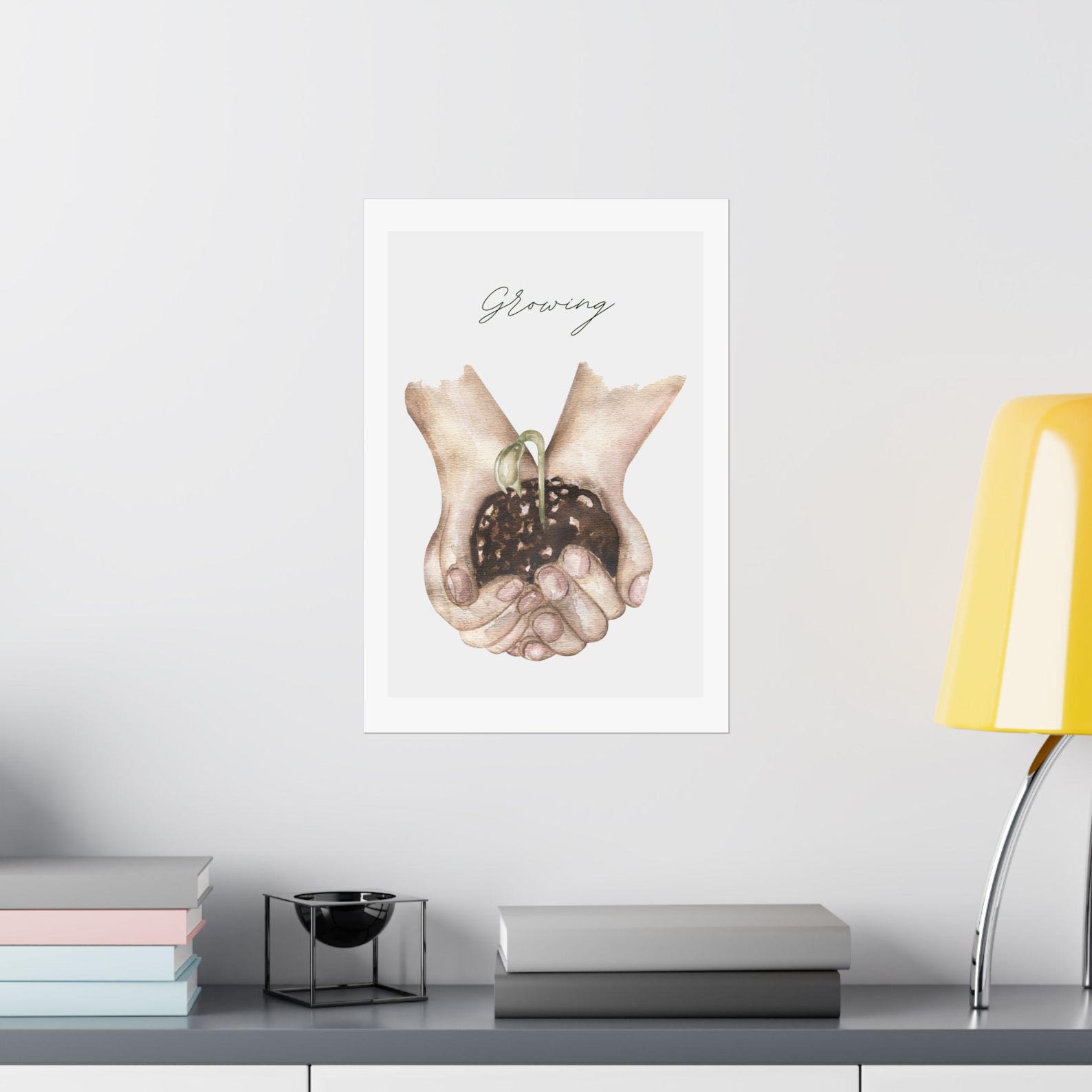 Vertical Poster Print, Plant Growth Hands Matte Wall Art Decor ...