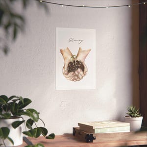 Vertical Poster Print, Plant Growth Hands Matte Wall Art Decor ...