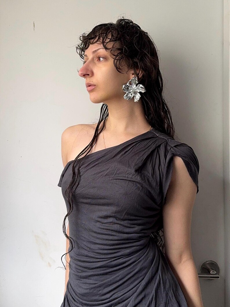 Silver Abstract Flower Earrings: 3D Printed Resin, Sterling Silver ...