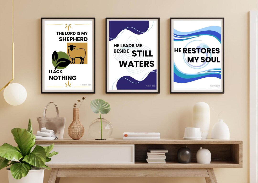 The Lord is My Shepherd 3 POSTER SERIES Psalm 23 A4 Poster Modern Art ...