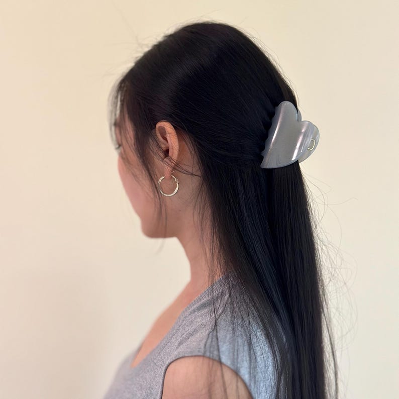 Small Heart Hair Claw Clip : Strong Hold U-spring, Glitter Accent ...