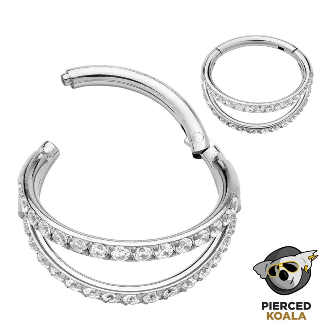 2pcs Titanium 8mm - 12mm Double Hinged Hoop Segment Ring Helix Tragus ...