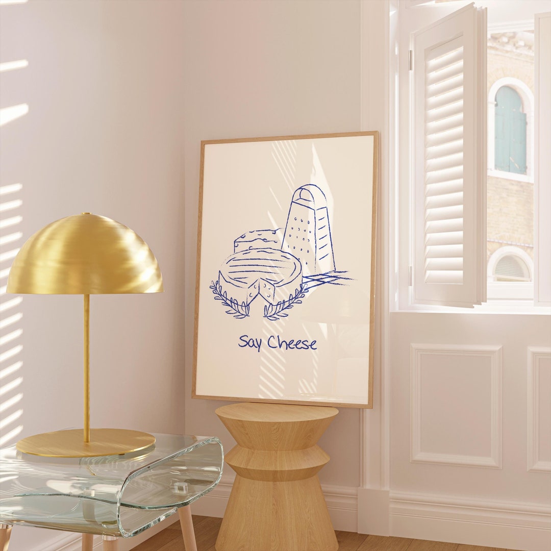 Vintage Cheese Poster, Funky Kitchen Wall Art, Minimalist Wall Art ...