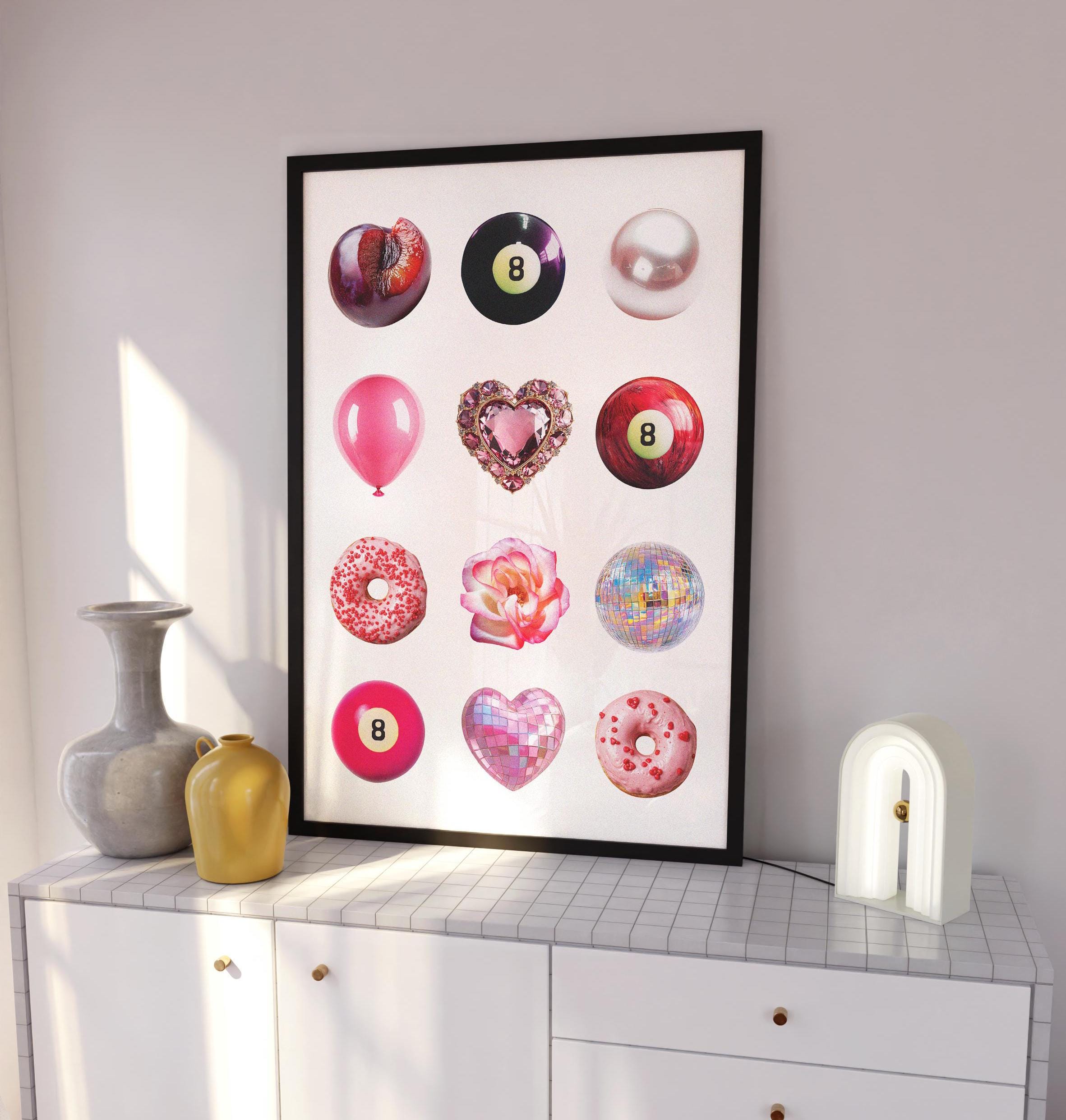 8 Ball Poster, Vintage Billiard Ball Print, Pink Pool Ball Wall Art ...