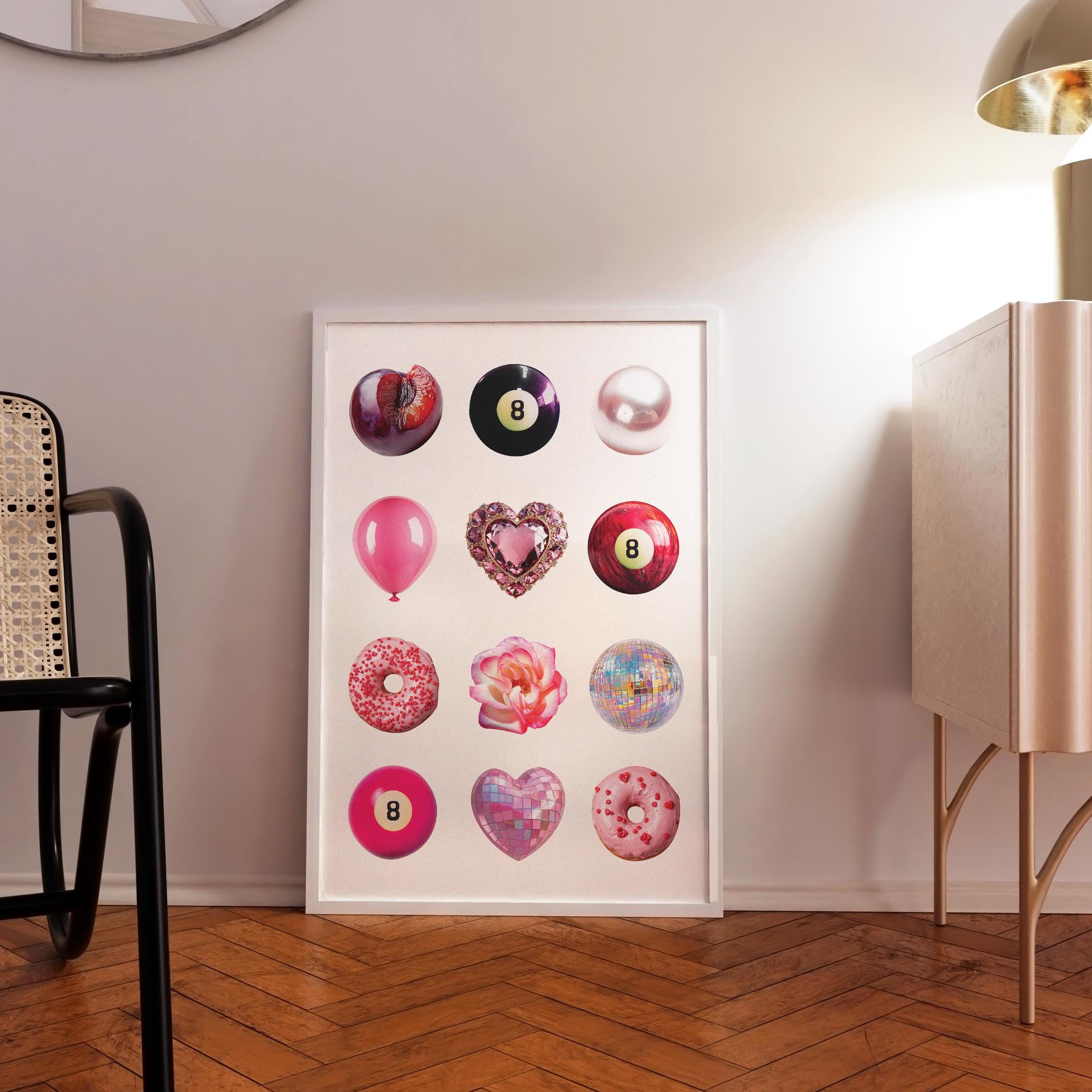 8 Ball Poster, Vintage Billiard Ball Print, Pink Pool Ball Wall Art ...