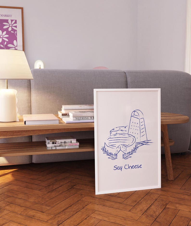 Cheese Wall Art, Cute Kitchen Wall Art, Minimalist Wall Art, Breakfast ...