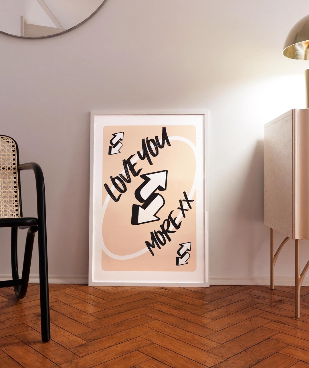 Playing Card Print, Uno Card Poster Beige, Love You More Print, Retro ...