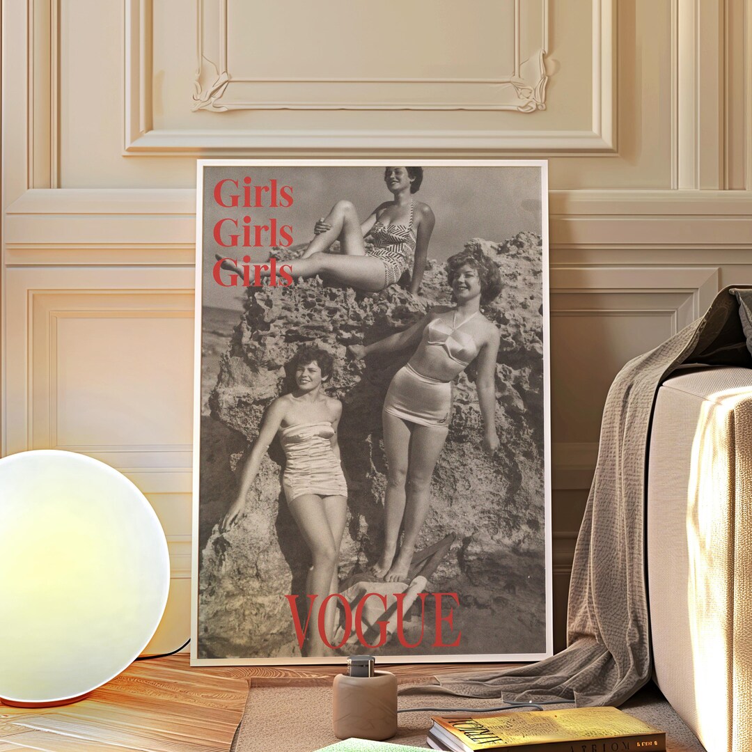 Vogue Retro Wall Art, Vintage Women Poster, 60s, 70s Magazine Home ...