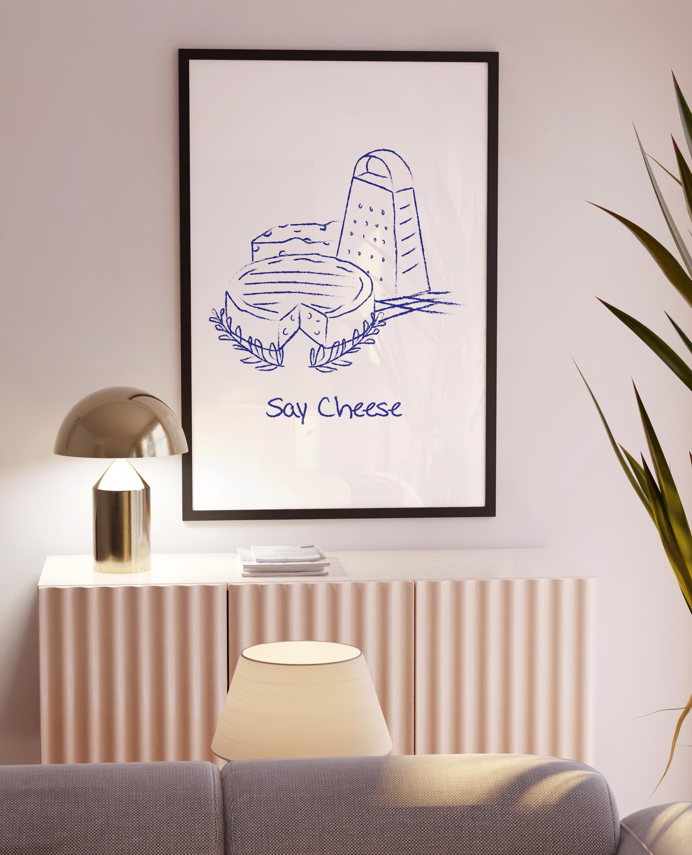 Cheese Wall Art, Cute Kitchen Wall Art, Minimalist Wall Art, Breakfast ...