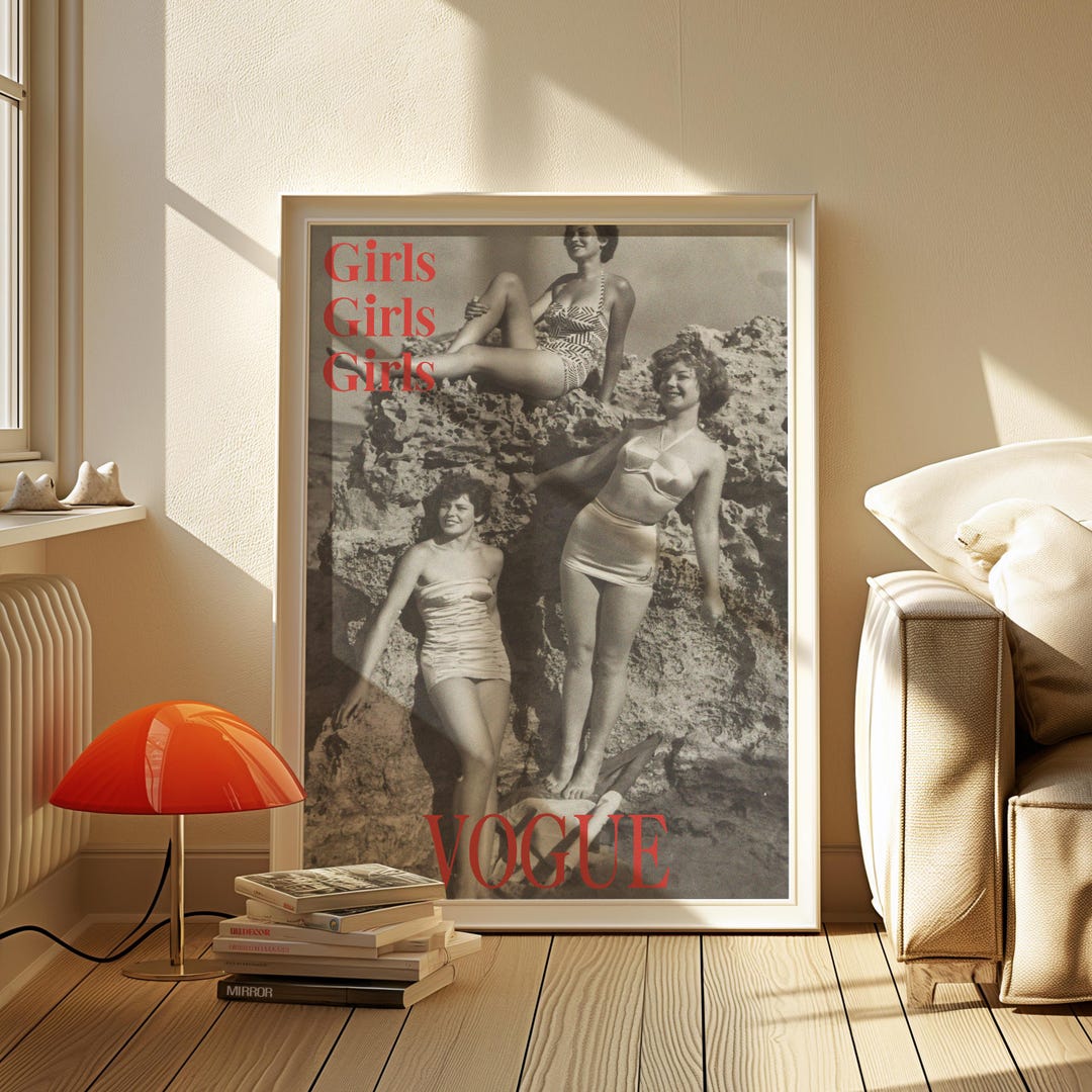 Vogue Poster, Vintage Woman Poster, 60s, 70s Magazine Wall Art, Old ...