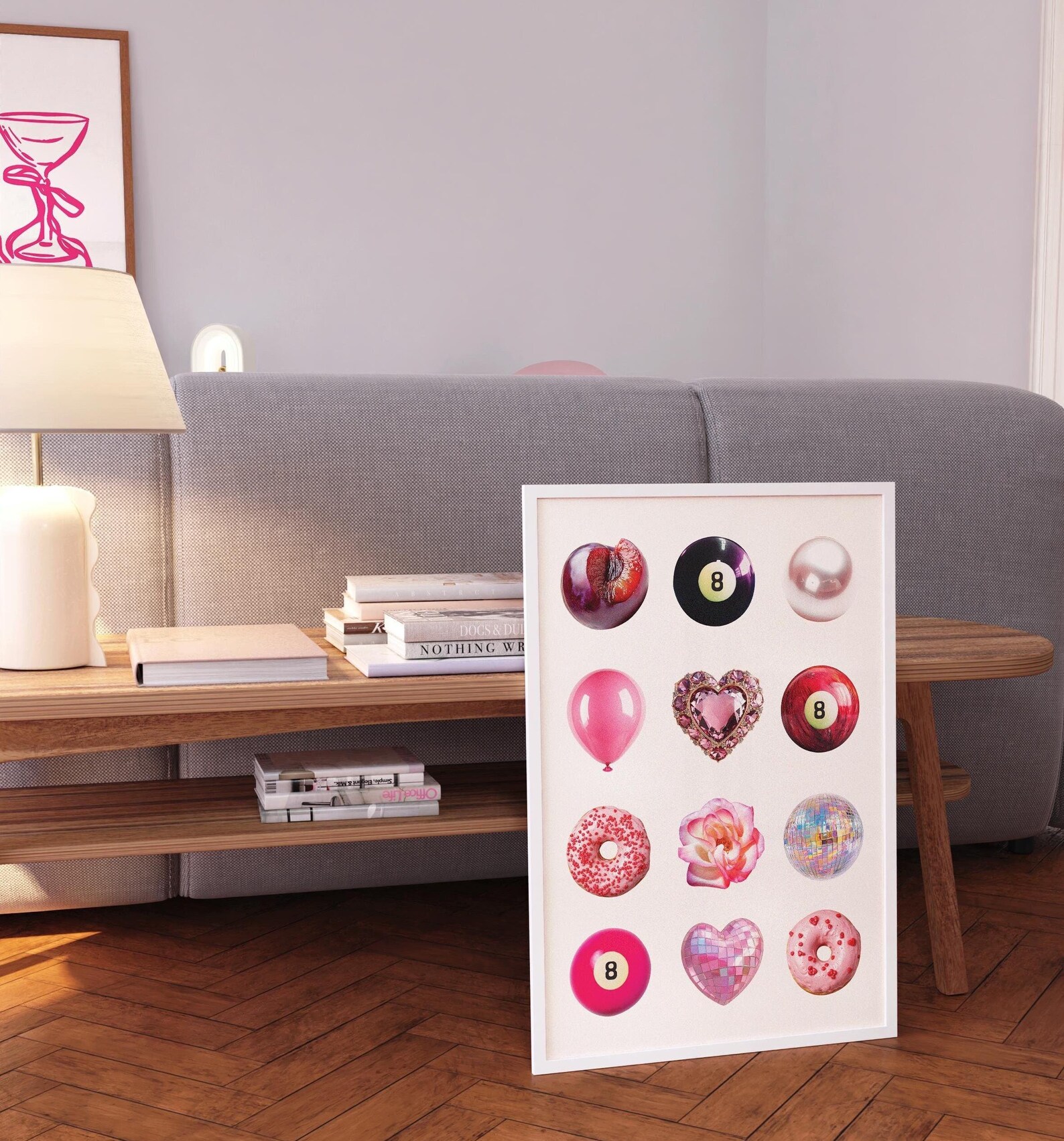 8 Ball Poster, Vintage Billiard Ball Print, Pink Pool Ball Wall Art ...