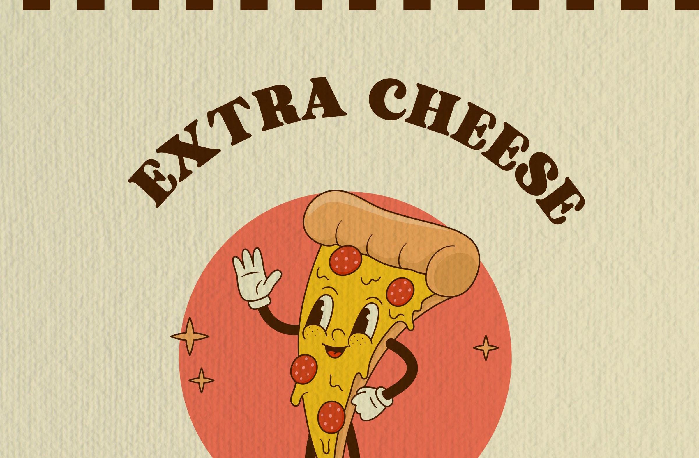 Retro Pizza Poster Extra Cheese Extra Please Vintage Kitchen Art Fun ...