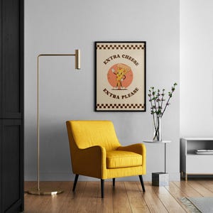 Retro Pizza Poster Extra Cheese Extra Please Vintage Kitchen Art Fun ...