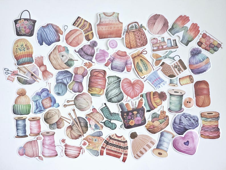 Knitting Stickers 50-100pc Vinyl Knitting Decals for Water Bottles ...