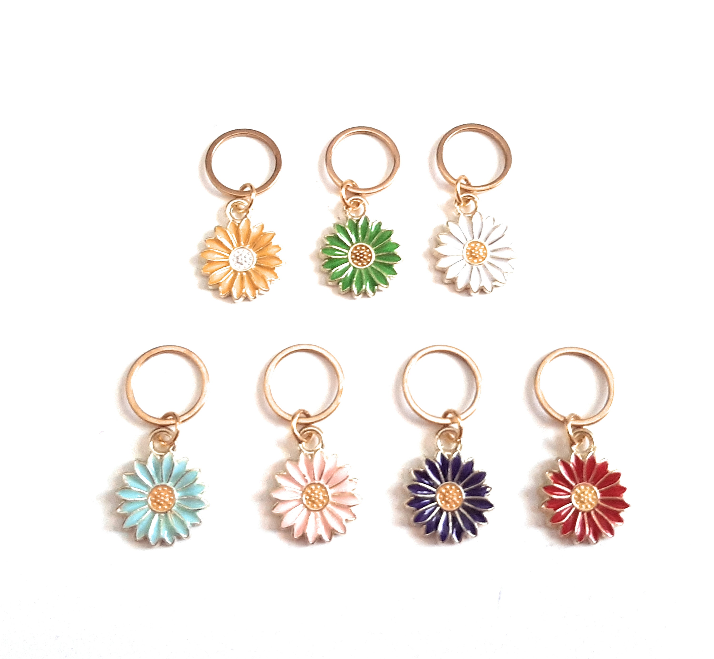 Daisy Flower Stitch Markers Set of 7 Colorful Small Knitting Crochet ...