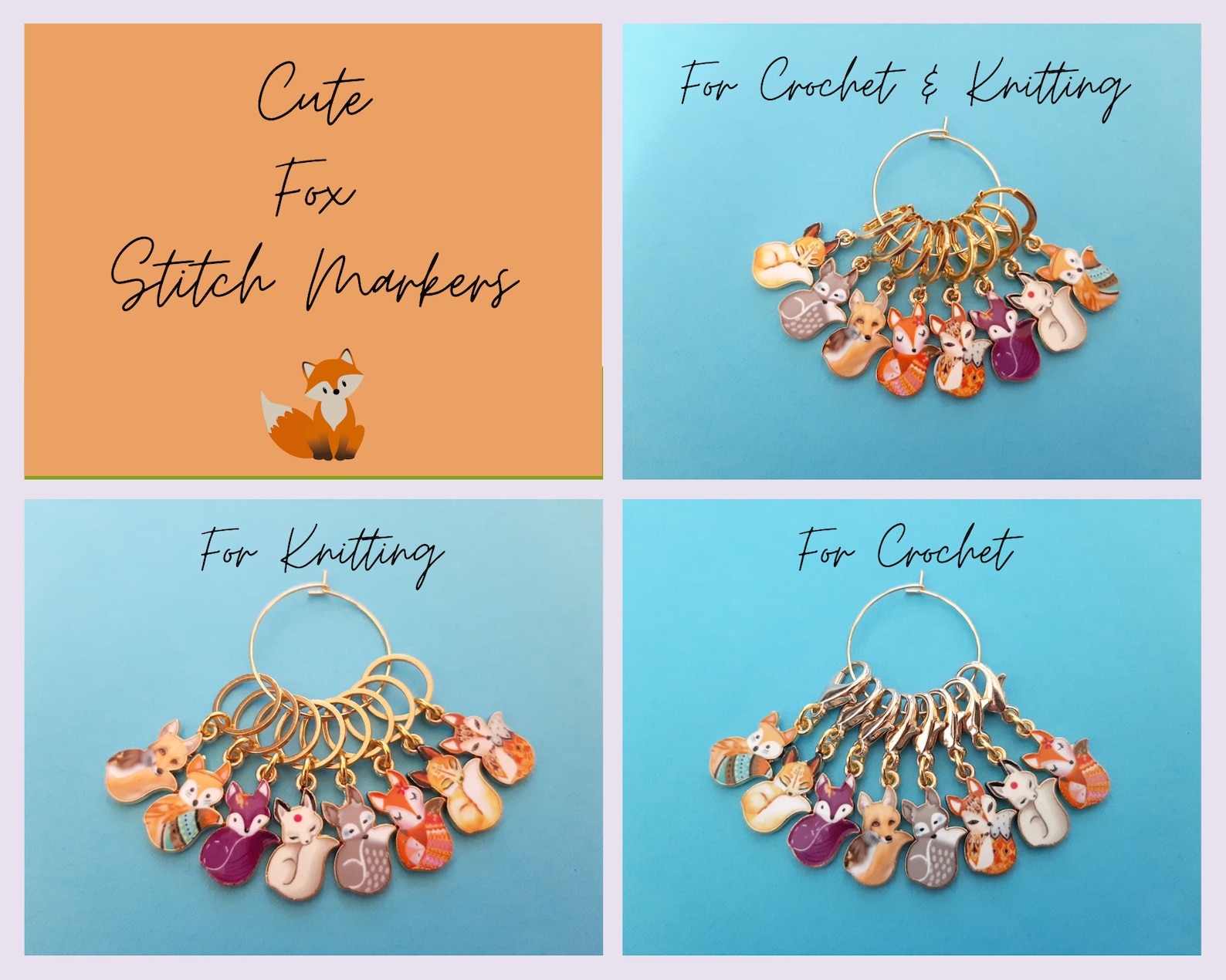 Stitch Markers Fox Characters for Crochet and Knitting Set - Etsy